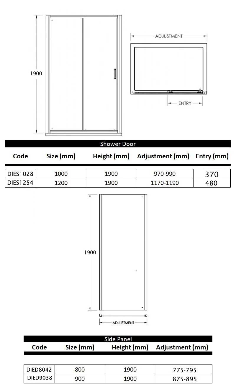 Signature Icon Shower Enclosure | 1200x800mm | SIGN3829 + SIGN3835