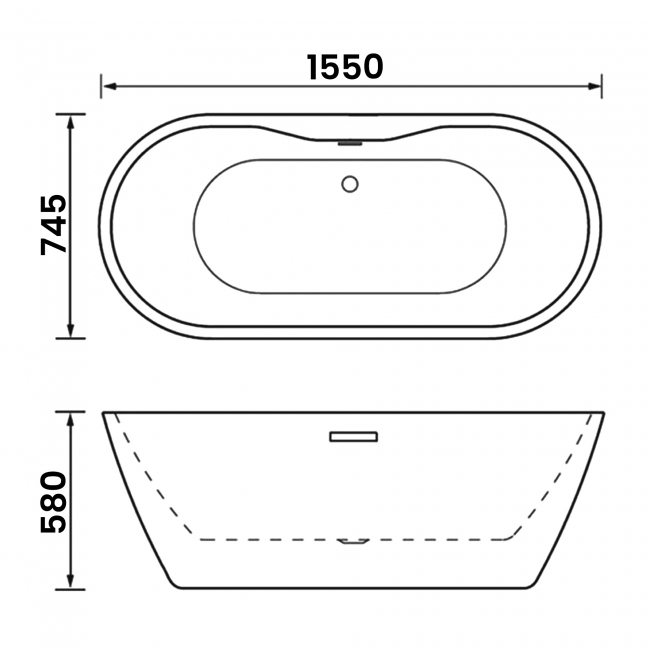 Signature Perseus Freestanding Bath | 1550mm x 745mm | SIGN104124