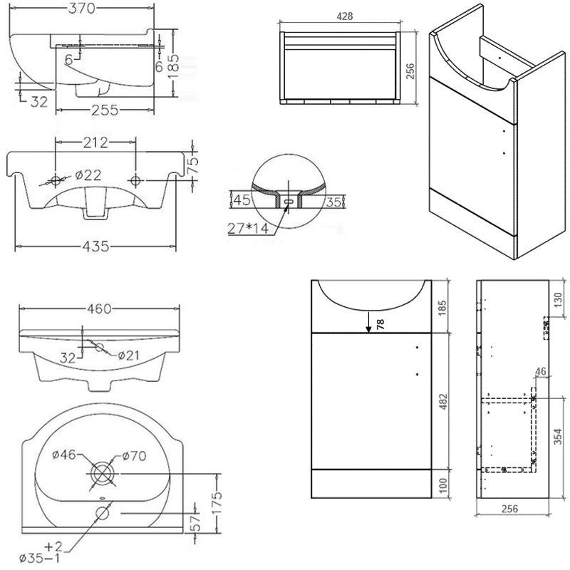 Signature Skyline Vanity Unit | 428mm | SIGN102954 | White Gloss