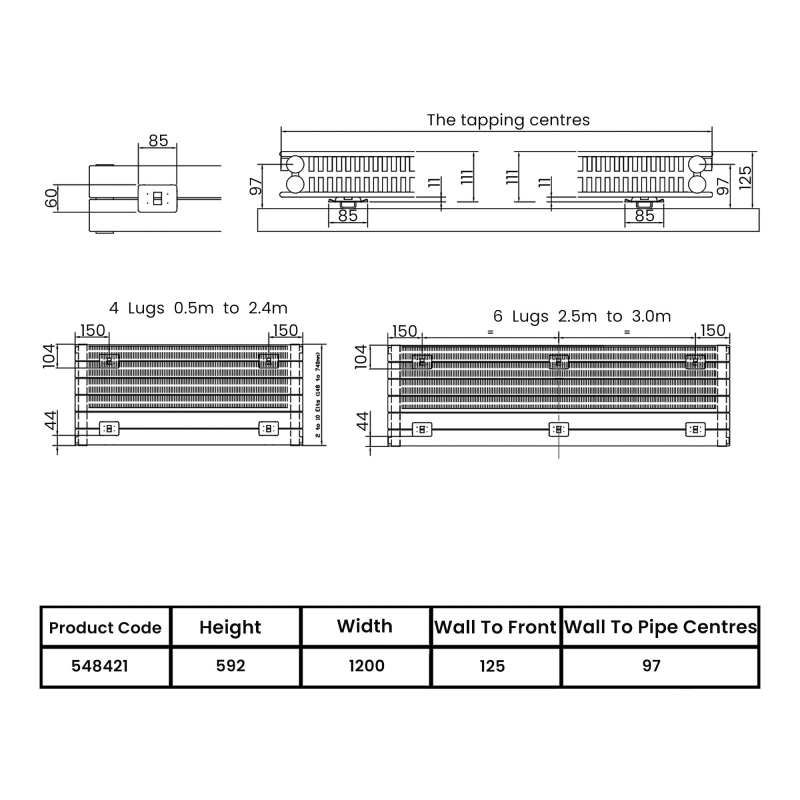 Stelrad Softline Concord Plane Panel Radiator | 453895 | 592mm x 1200mm ...