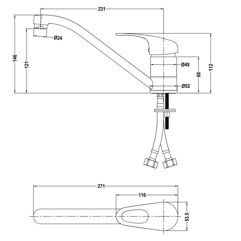 The 1810 Company Fontaine Sink Mixer | FON/01/CH | Deck Mounted | Chrome