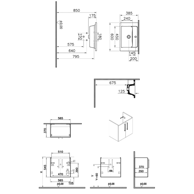 Vitra Root Flat Compact Vanity Unit | 600mm | 67840 + 7035B003-0001 ...