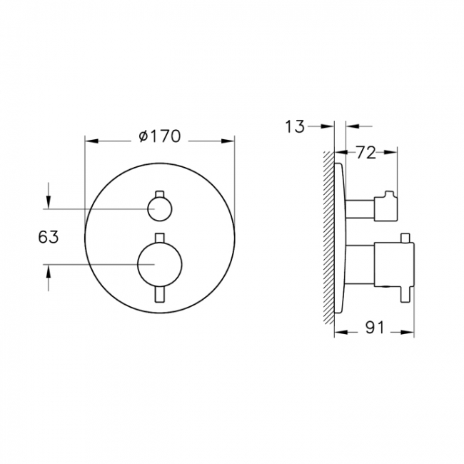 Vitra Round Shower Valve | A43348EXP | Concealed | Chrome