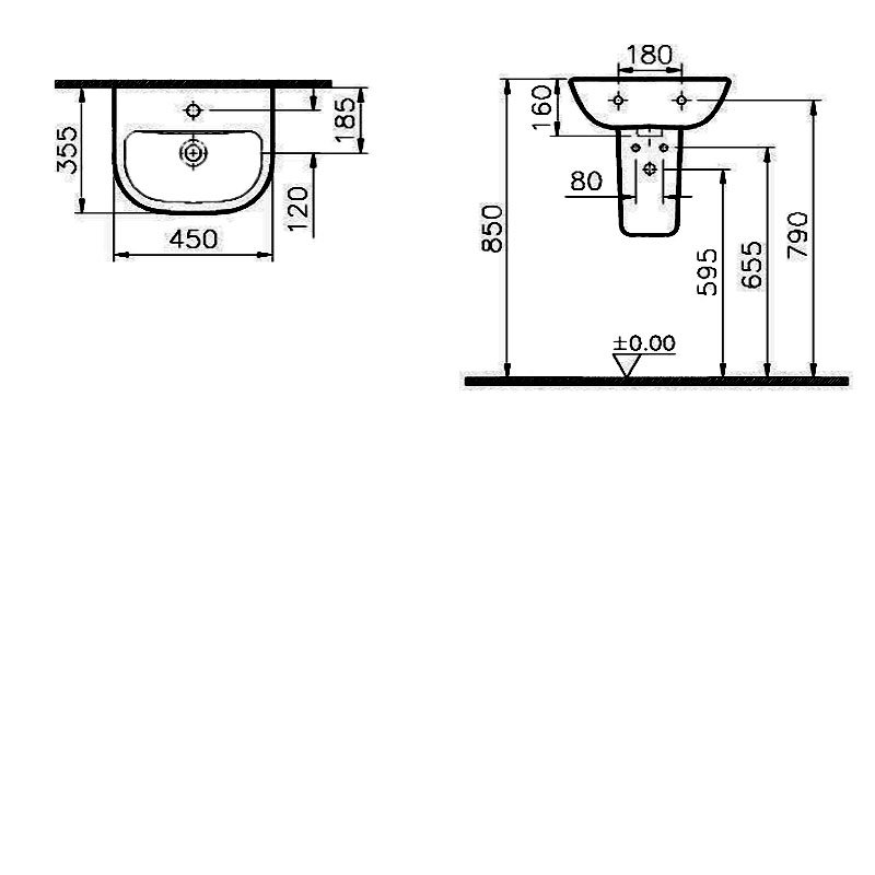 Vitra S20 Cloakroom Semi Pedestal Basin | 5500L003-0022+5280L003-7201 ...