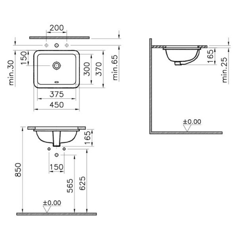 Vitra S20 Compact Inset Basin | 5473B003-0618 | 450mm | 0TH