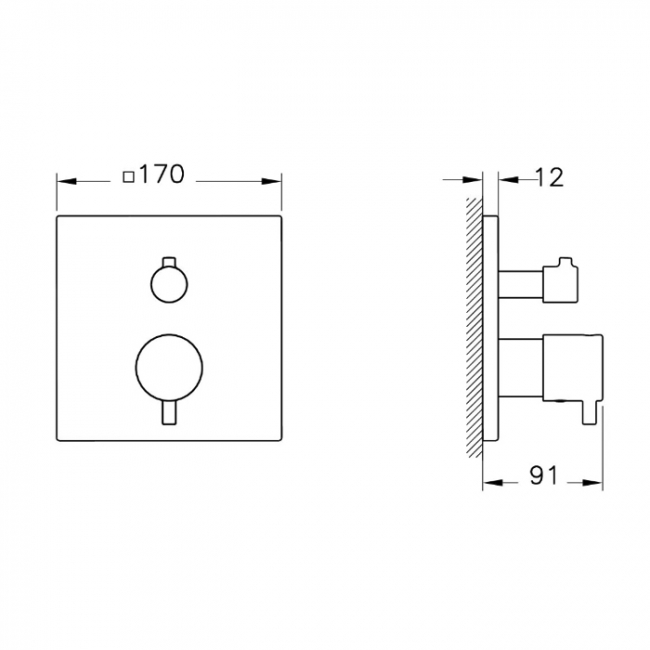 Vitra Square Shower Valve | A4335836EXP | Concealed | Matt Black
