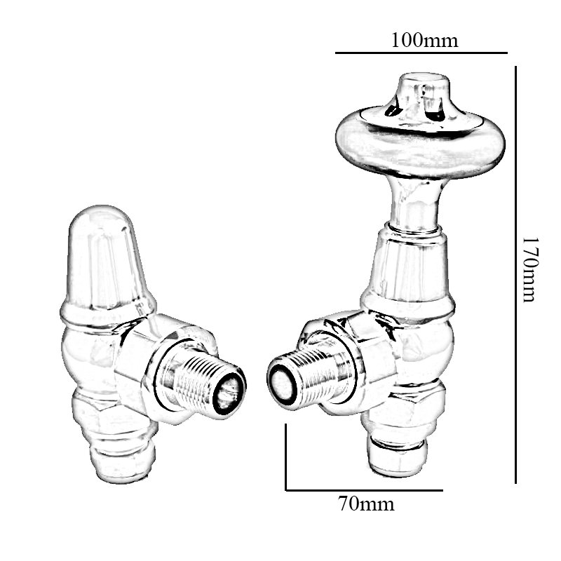 West Radiators Admiral Radiator Valves | ADM-AG-C | Angled | Chrome