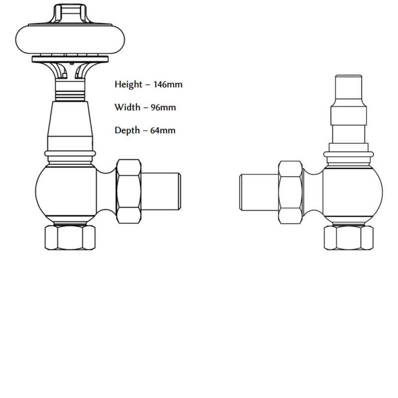 West Radiators Amberley Radiator Valves | AMB-AG-AB | Angled | Antique ...