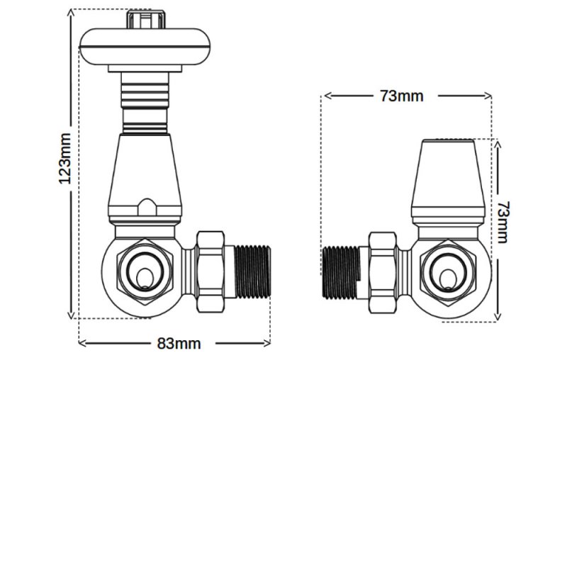 West Radiators Jaguar Radiator Valves | JAG-2-CR-C | Corner | Chrome