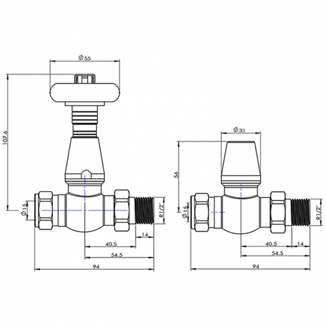 West Radiators Jaguar Radiator Valves | JAG-2-ST-UB | Straight | Un ...