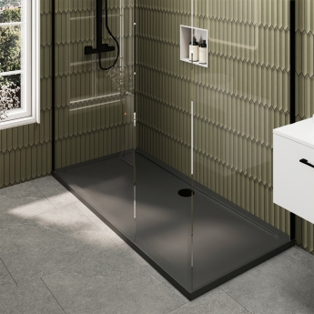 Delphi Accents Black Walk-In Shower Enclosure 1700mm x 800mm (inc Slate ...