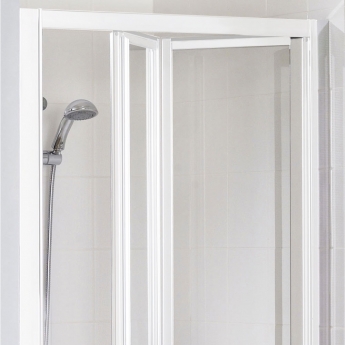 Lakes Classic White Framed Bi-Fold Shower Door - 6mm Glass