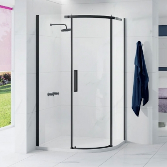 Merlyn Ionic Essence Frameless Black 1-Door Offset Quadrant Shower Enclosure | 2 Options