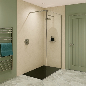 Nuance Alabaster Large Corner Shower Wall Panel Complete Kit (Pack C ...
