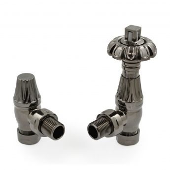 West Radiators Poppy Radiator Valves | POP-AG-BL | Angled | Black Nickel