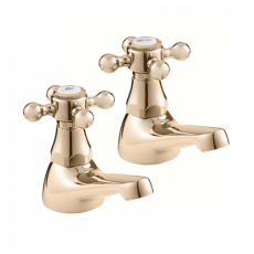 Deva Tudor Basin Taps (Pair) | TUD01/501 | Deck Mounted | Gold