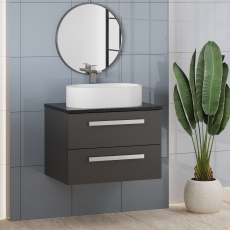 Hudson Reed Quartet 720mm 2-Drawer Wall Hung Vanity Unit with Worktop ...