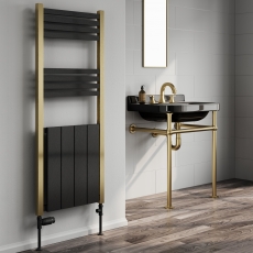 Reina York Designer Radiator | A-YRK1248G | 1200mm x 485mm | Gold/Black