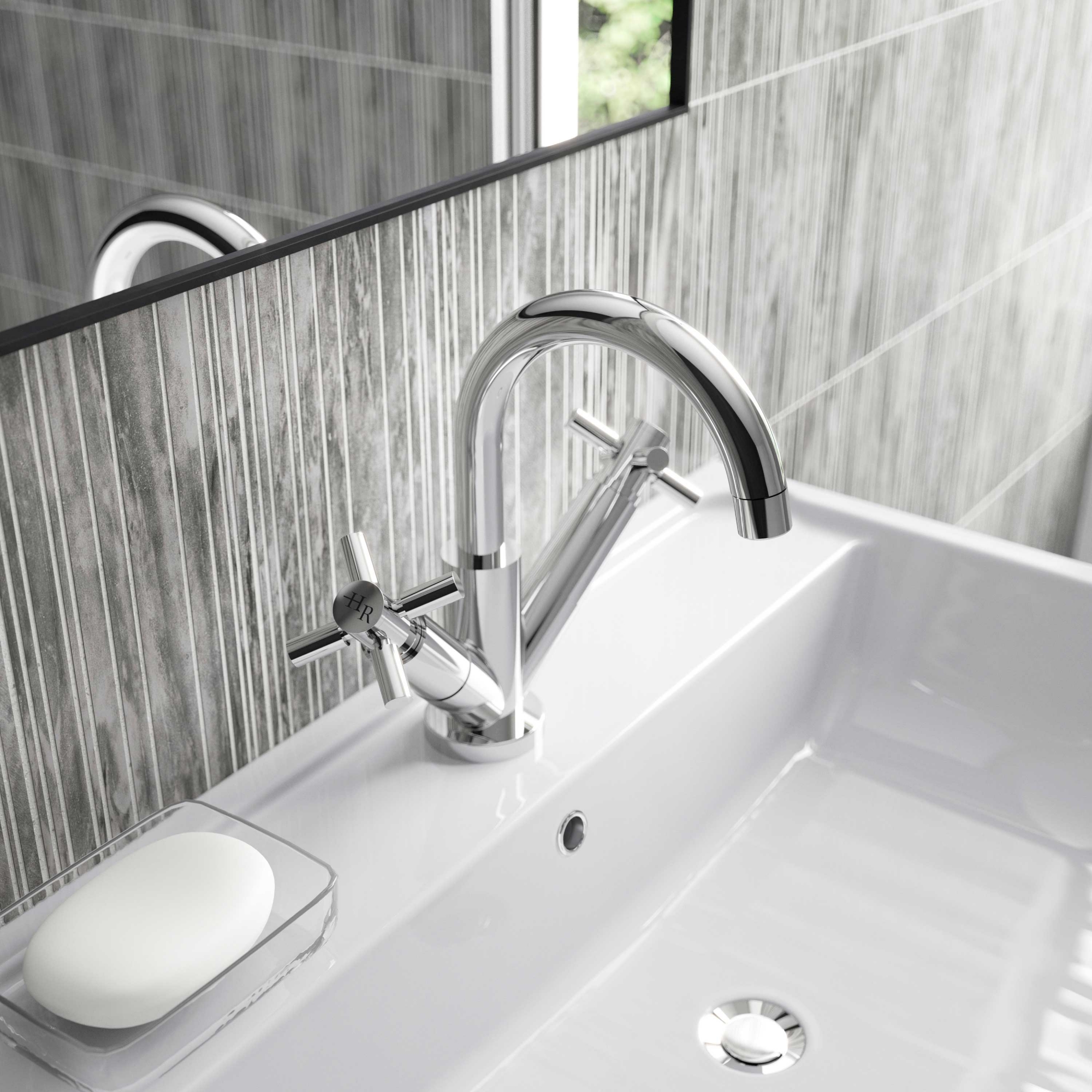 Hudson Reed Tec Crosshead Cloakroom Mono Basin Mixer Tap Dual Handle ...