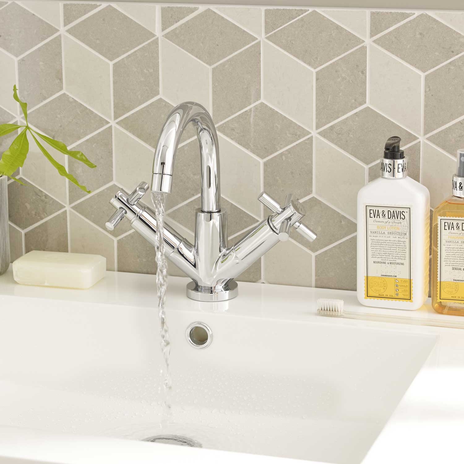 Hudson Reed Tec Crosshead Cloakroom Mono Basin Mixer Tap Dual Handle ...