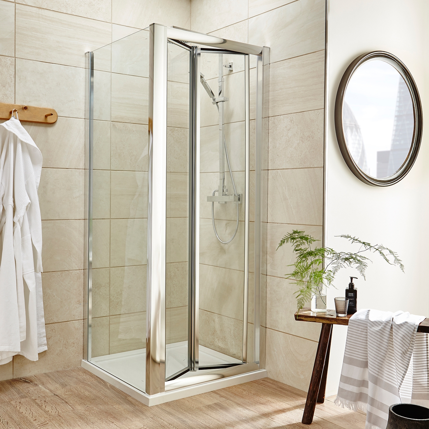Premier Pacific Bi Fold Shower Door Aqbd12 1200mm Polished Clear